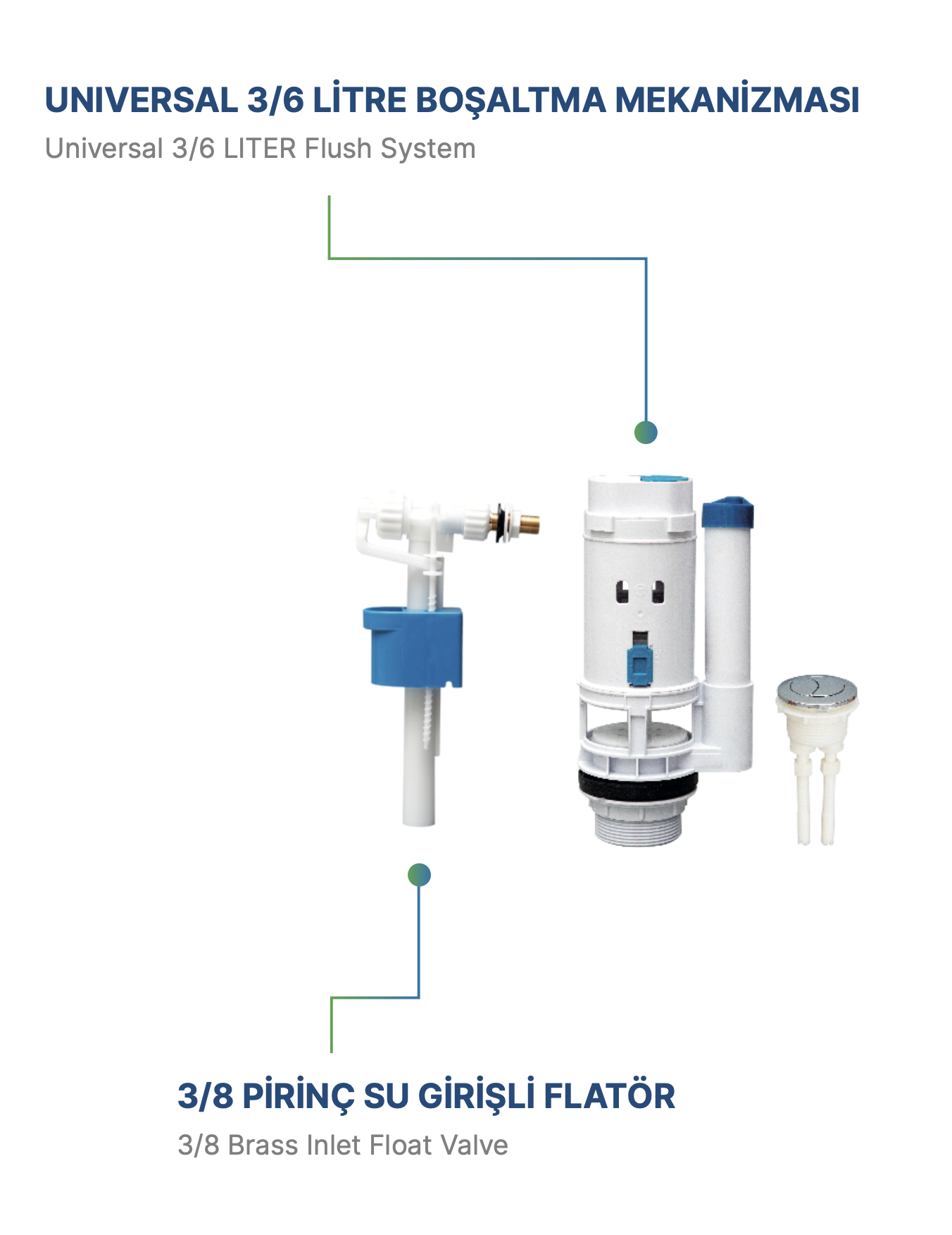 Universal 3/6 Litre Boşaltma Mekanizması TPRİT-D2 | TANFLEKS